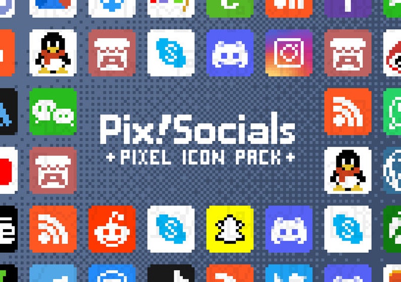 Pix!socials - Social Media Icons Pixelart Sprites - Assets PNG, SVG ...