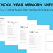 School Year Memory Sheets | 11" X 8.5" Instant Download Printable - Etsy