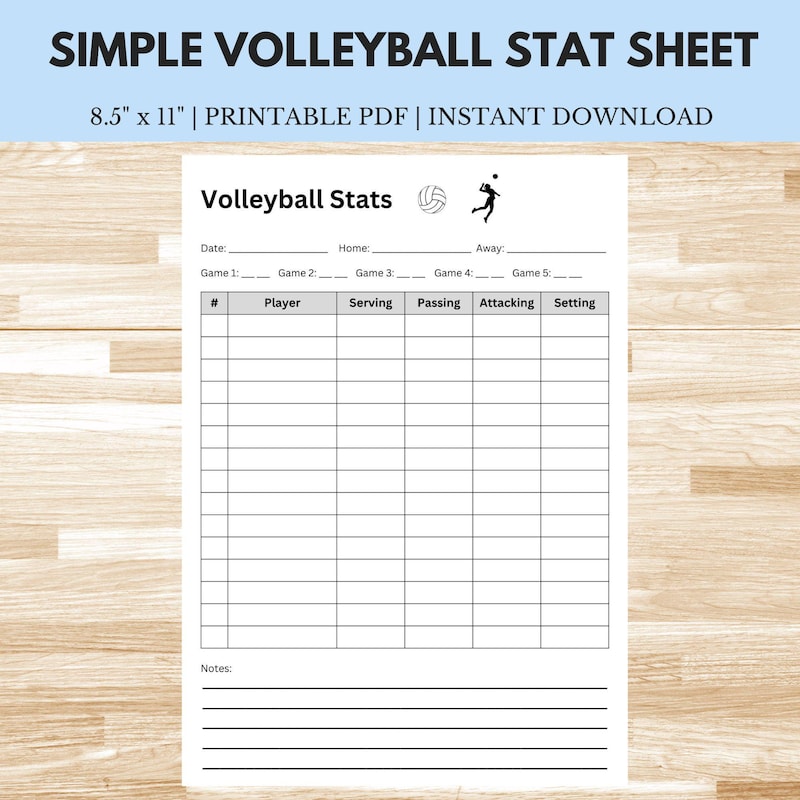 Volleyball Tracker Template - Etsy