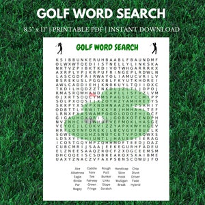 Golf Word Search | 8.5" X 11" Instant Download Printable - Etsy