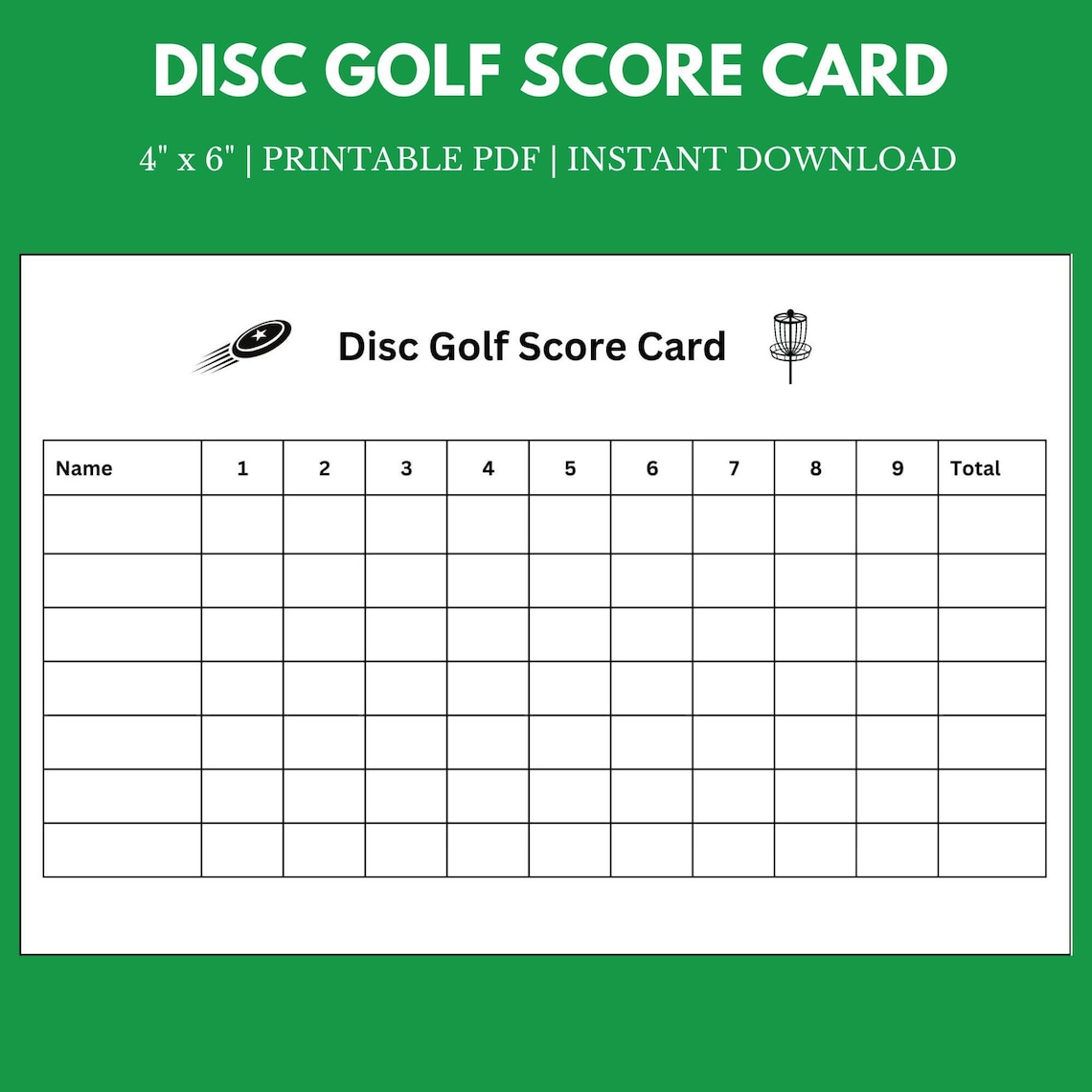 Disc Golf Score Card | 8.5" X 11" Instant Download Printable - Etsy
