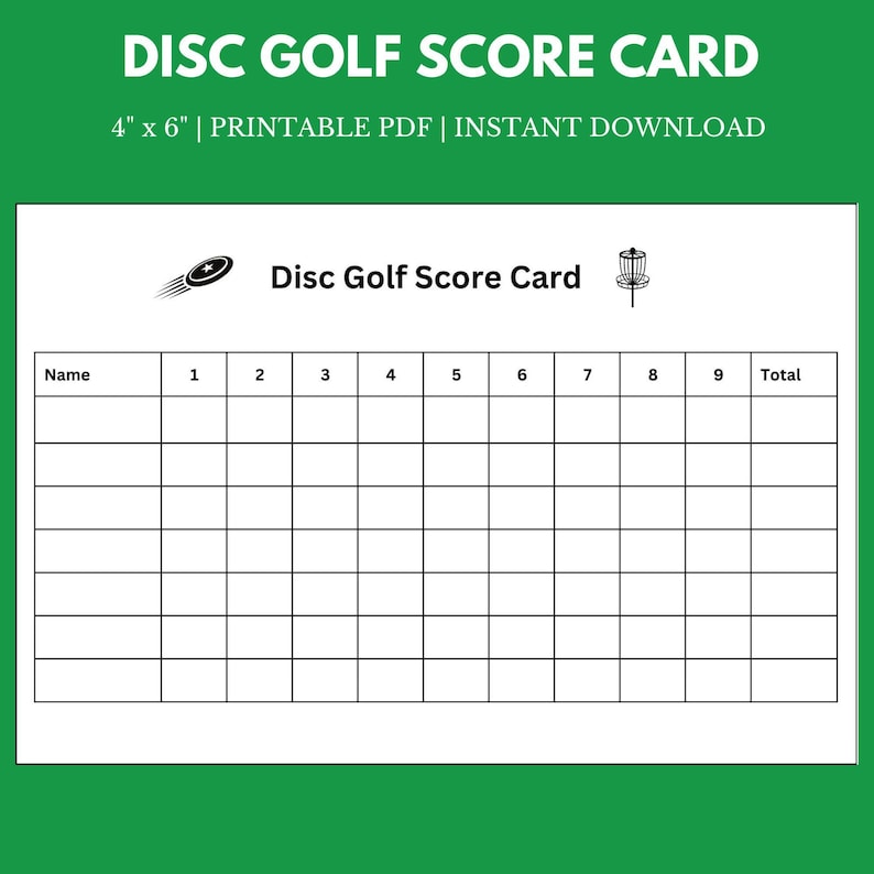 Disc Golf Score Card | 8.5" X 11" Instant Download Printable - Etsy