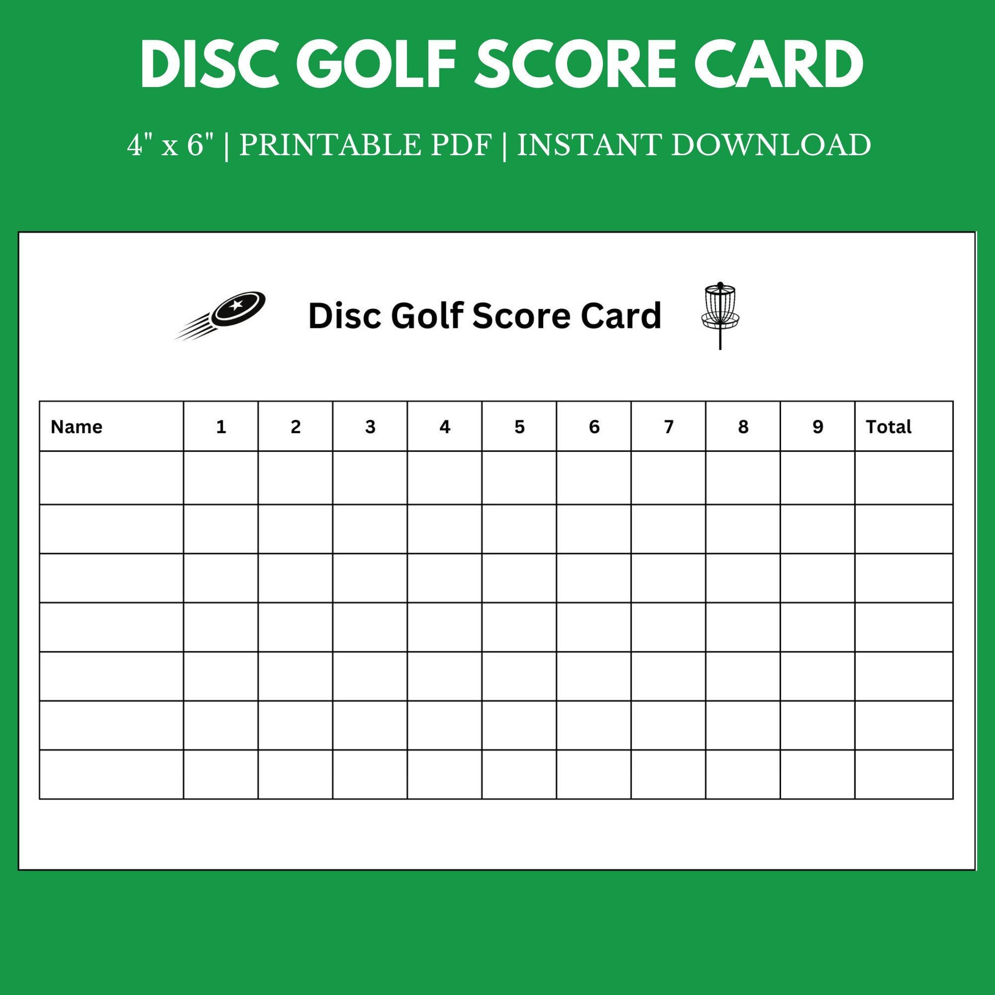 Disc Golf Score Card | 8.5" X 11" Instant Download Printable - Etsy