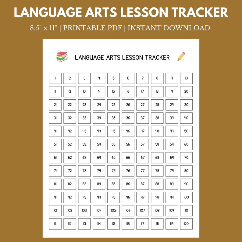 Language Arts Lesson Tracker | 8.5