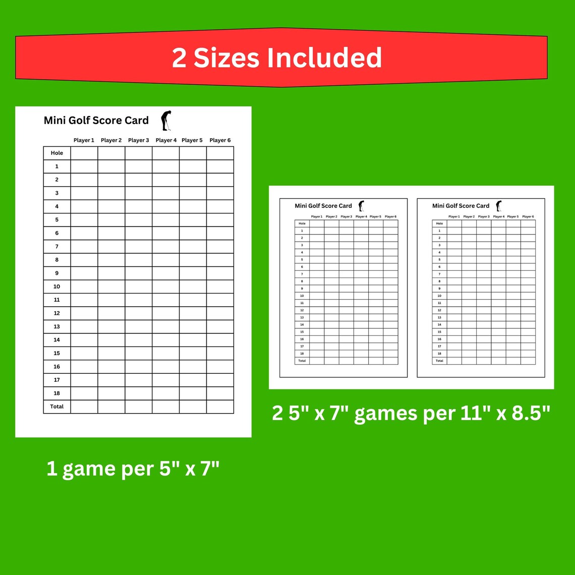 Mini Golf Score Card | 5" X 7" Instant Download Printable - Etsy