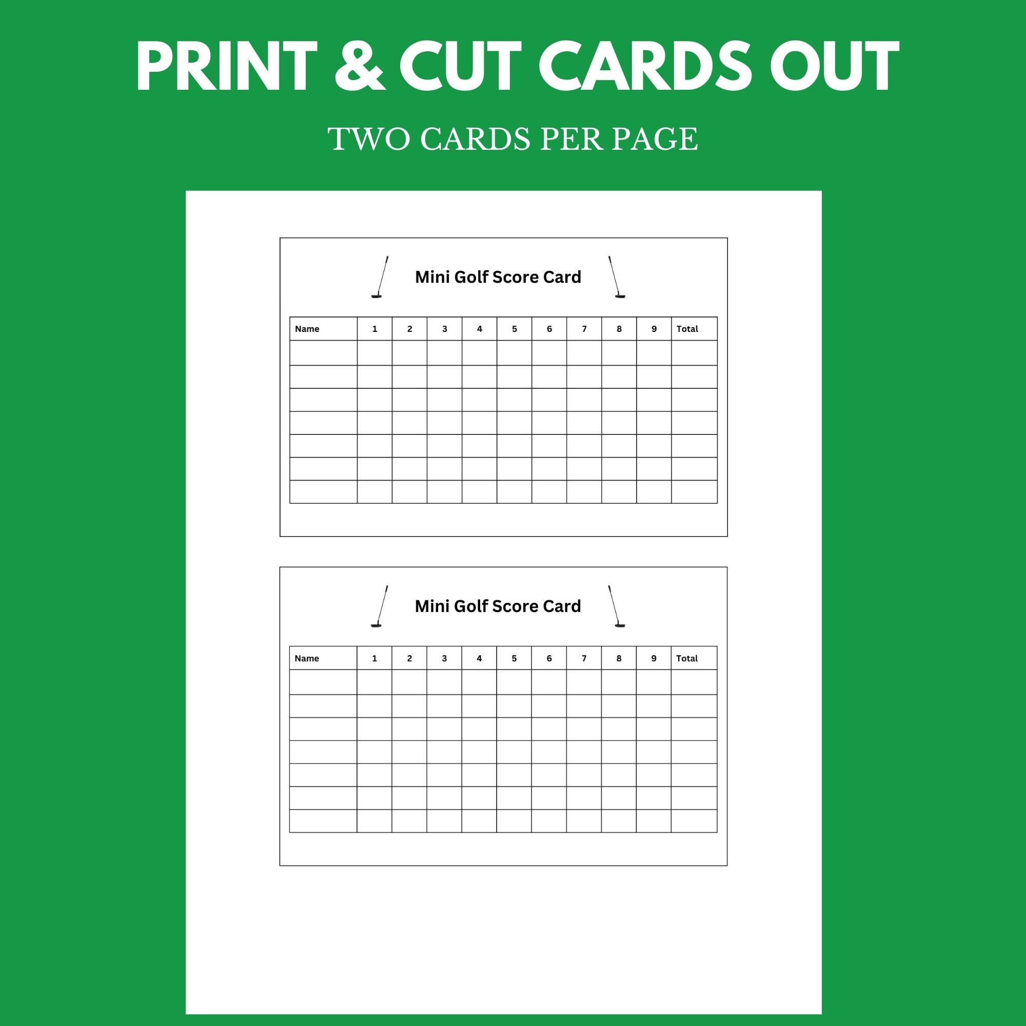 Mini Golf Score Card | 8.5" X 11" Instant Download Printable - Etsy