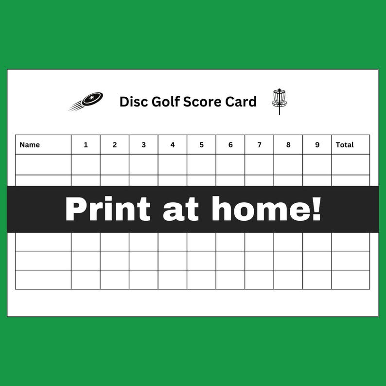 Disc Golf Score Card | 8.5" X 11" Instant Download Printable - Etsy