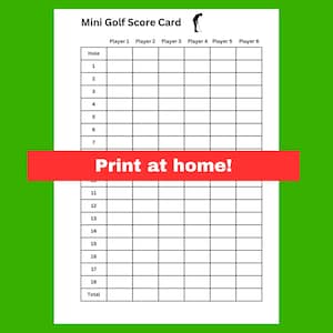 Mini Golf Score Card | 5" X 7" Instant Download Printable - Etsy