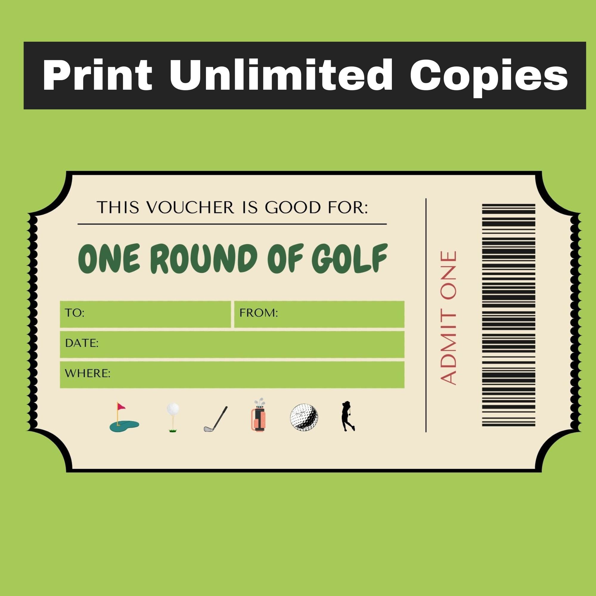 Golf Ticket | 3.5" X 7.5" Instant Download Printable - Etsy