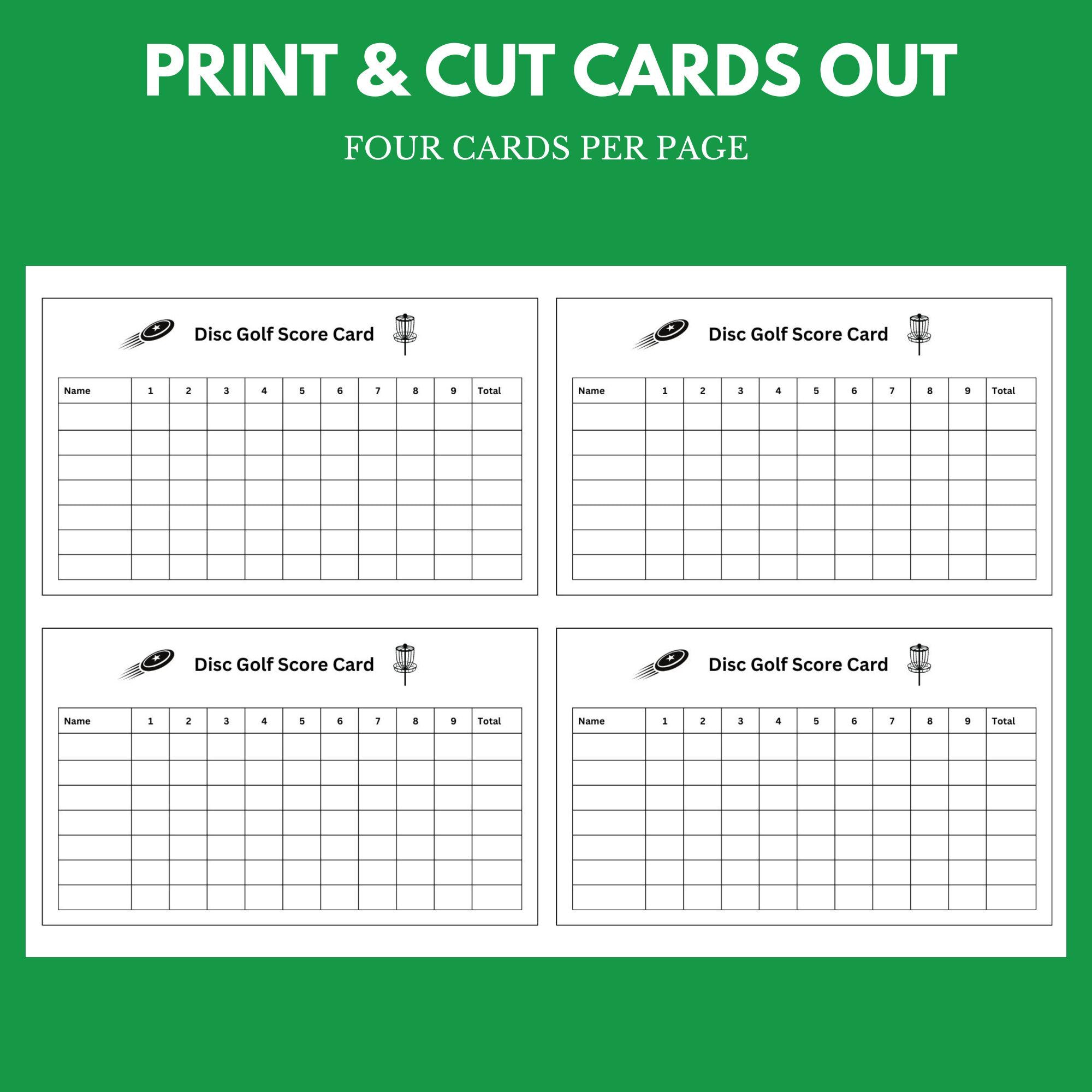 Disc Golf Score Card | 8.5" X 11" Instant Download Printable - Etsy