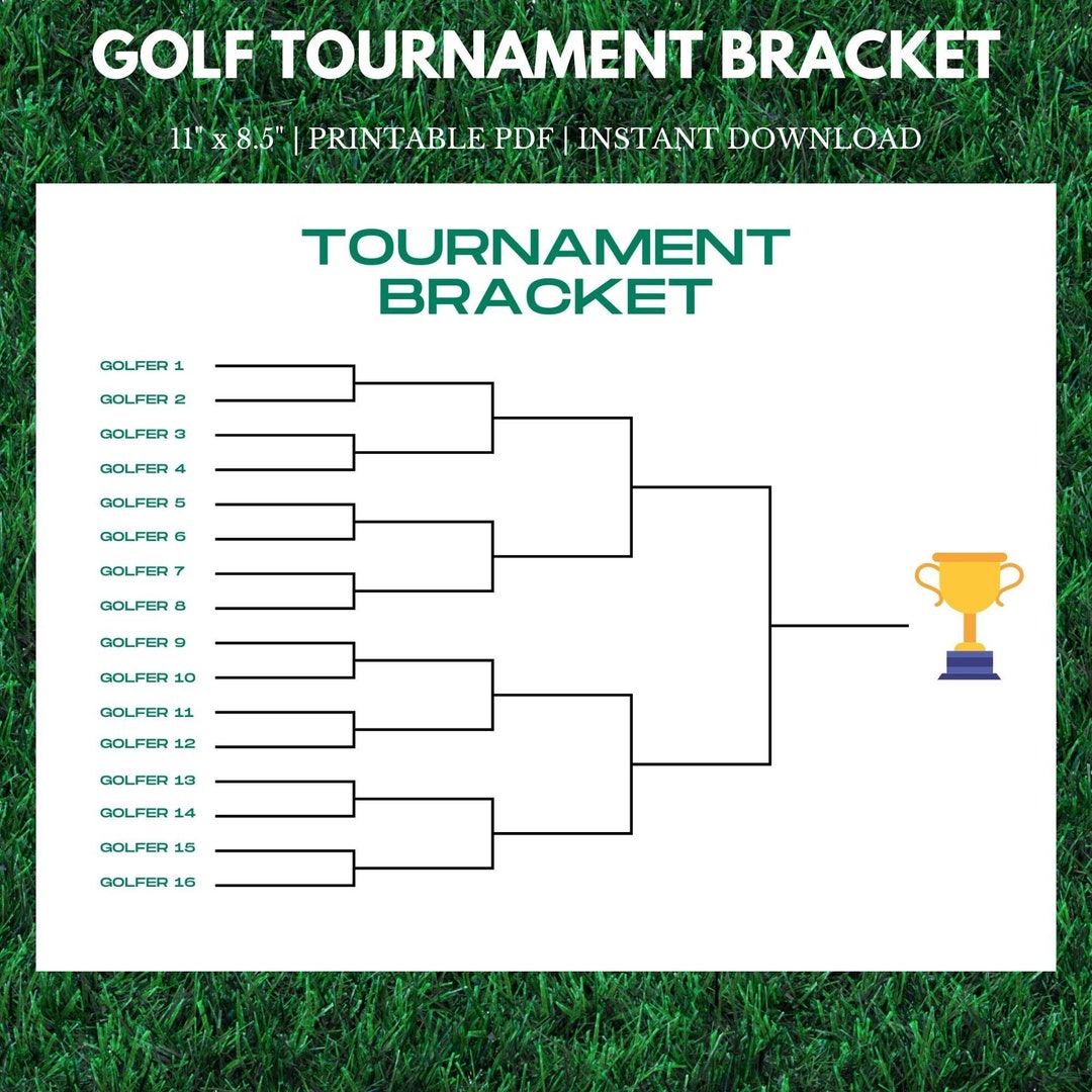 Golf Tournament Bracket for 16 Players 11 X 8.5 Instant Download ...