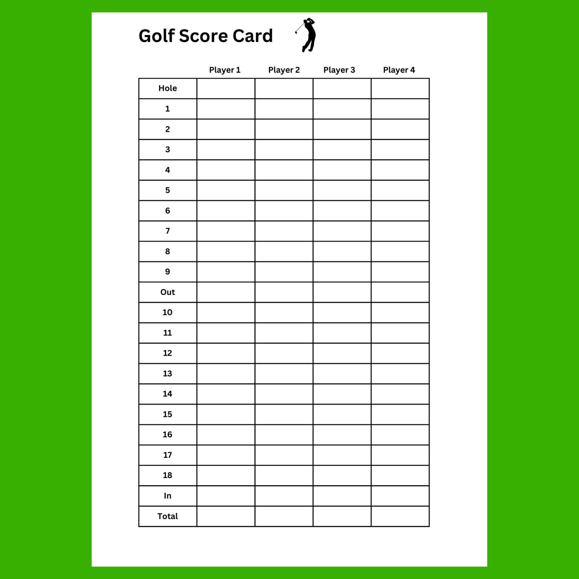 Golf Scorecard | 5" X 7" Instant Download Printable - Etsy