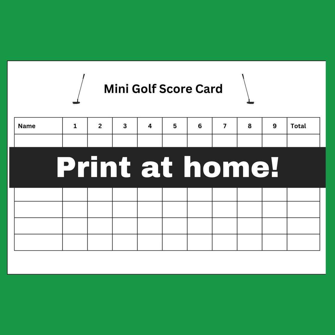 Mini Golf Score Card | 8.5" X 11" Instant Download Printable - Etsy