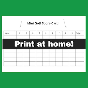 Mini Golf Score Card | 8.5" X 11" Instant Download Printable - Etsy