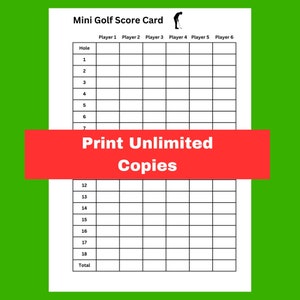 Mini Golf Score Card | 5" X 7" Instant Download Printable - Etsy