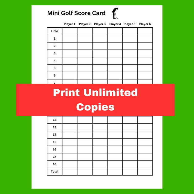 Mini Golf Score Card | 5" X 7" Instant Download Printable - Etsy