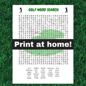 Golf Word Search | 8.5" X 11" Instant Download Printable - Etsy