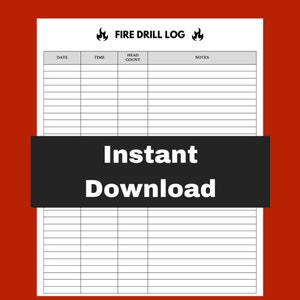Fire Drill Log | 8.5" X 11" Instant Download Printable - Etsy
