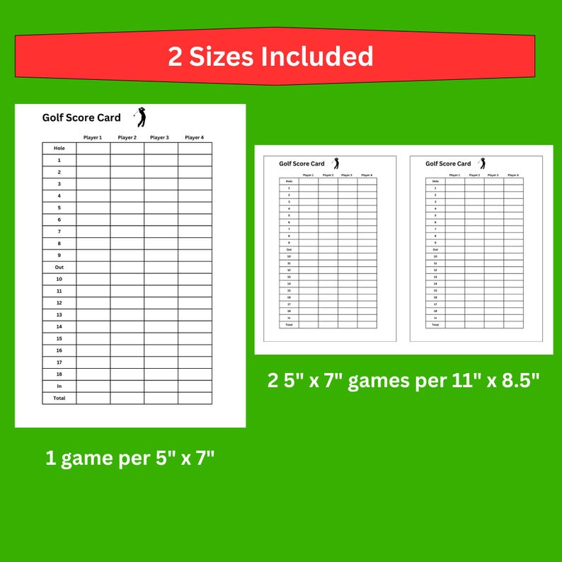Golf Scorecard | 5" X 7" Instant Download Printable - Etsy