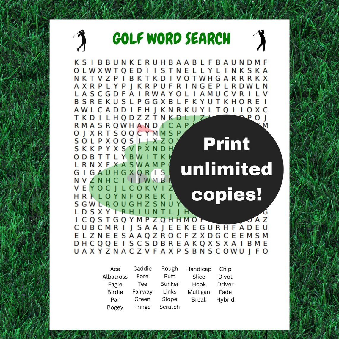 Golf Word Search | 8.5" X 11" Instant Download Printable - Etsy