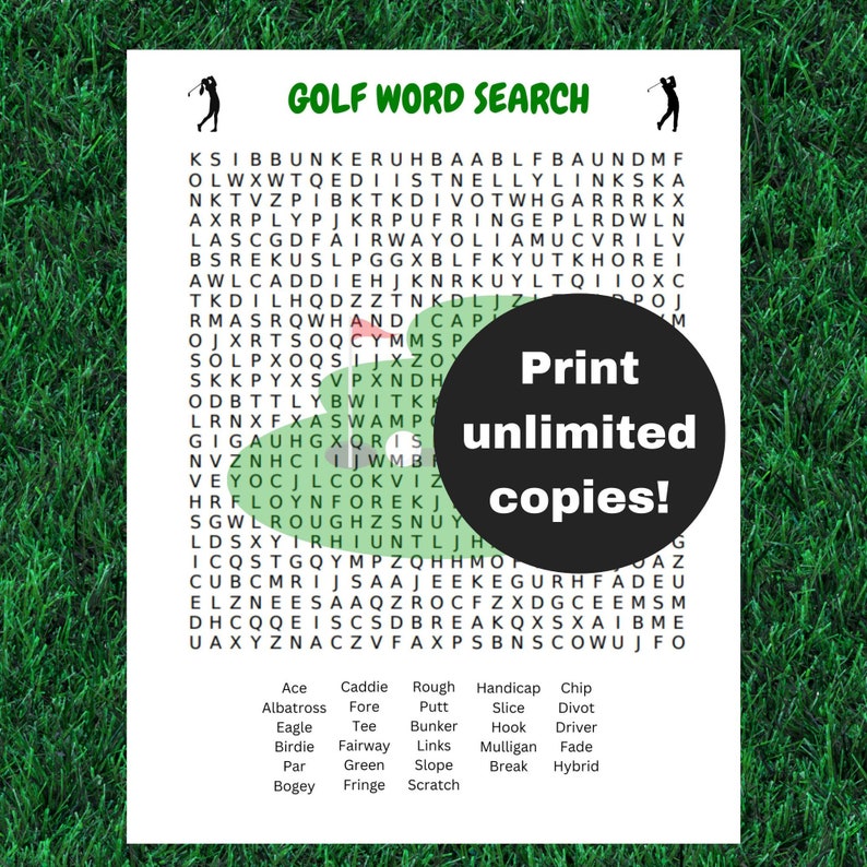Golf Word Search | 8.5" X 11" Instant Download Printable - Etsy