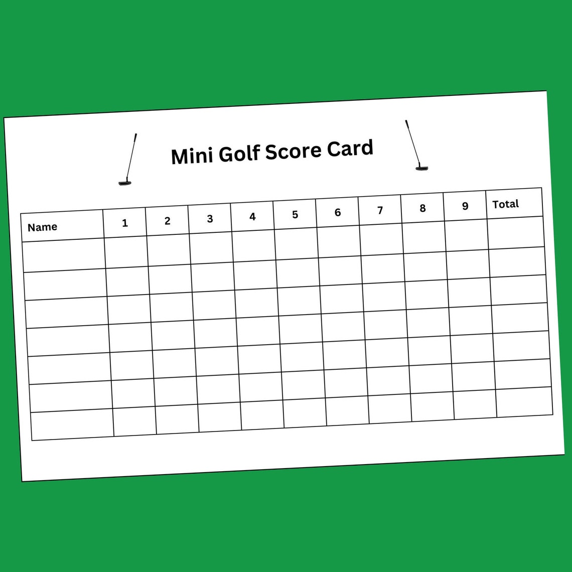 Mini Golf Score Card | 8.5" X 11" Instant Download Printable - Etsy