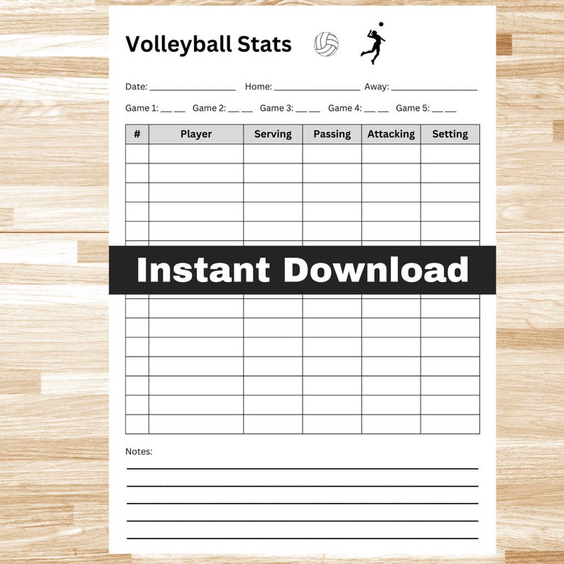 Volleyball Stats Sheet | 8.5" X 11" Instant Download Printable - Etsy
