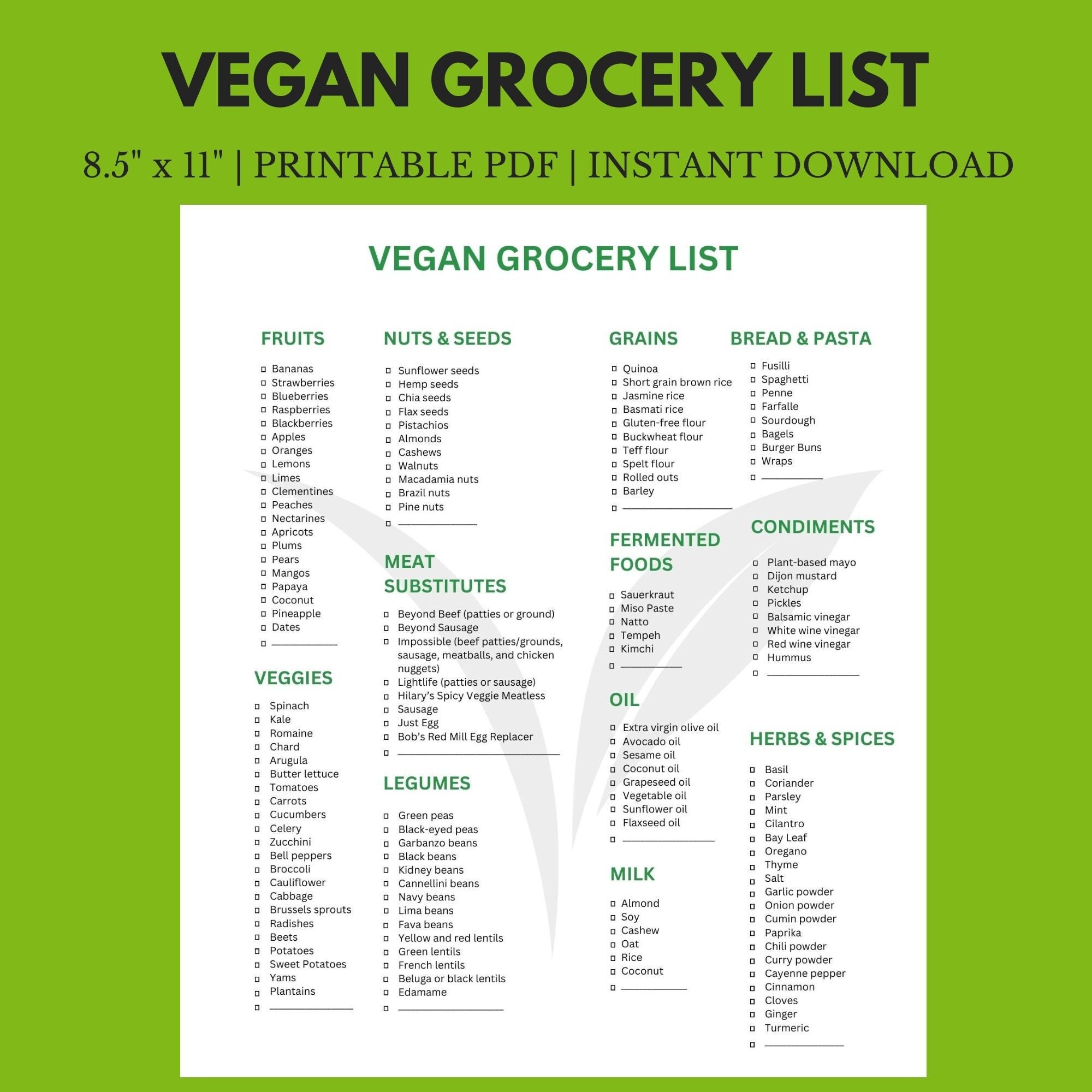 Vegan Grocery List Template 24 Printable Grocery List Templates