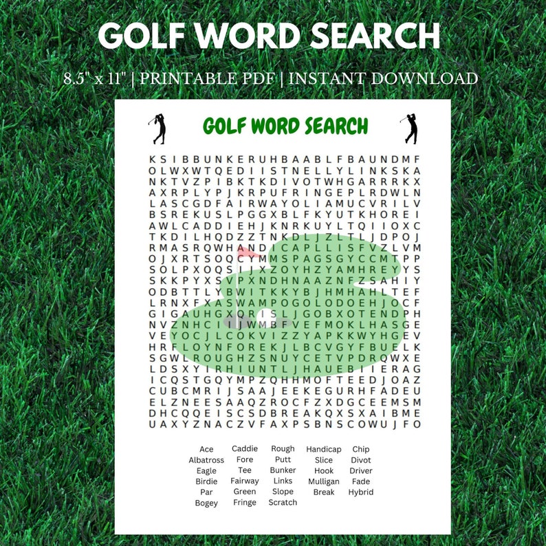 Golf Word Search | 8.5" X 11" Instant Download Printable - Etsy