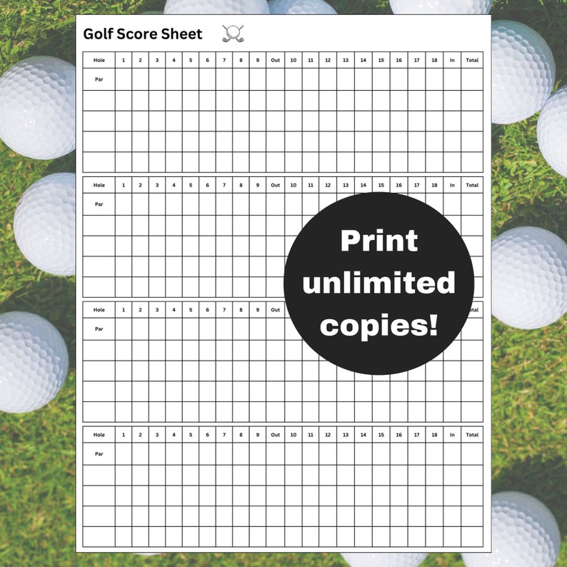 Golf Score Sheet Printable | 8.5" X 11" Instant Download - Etsy
