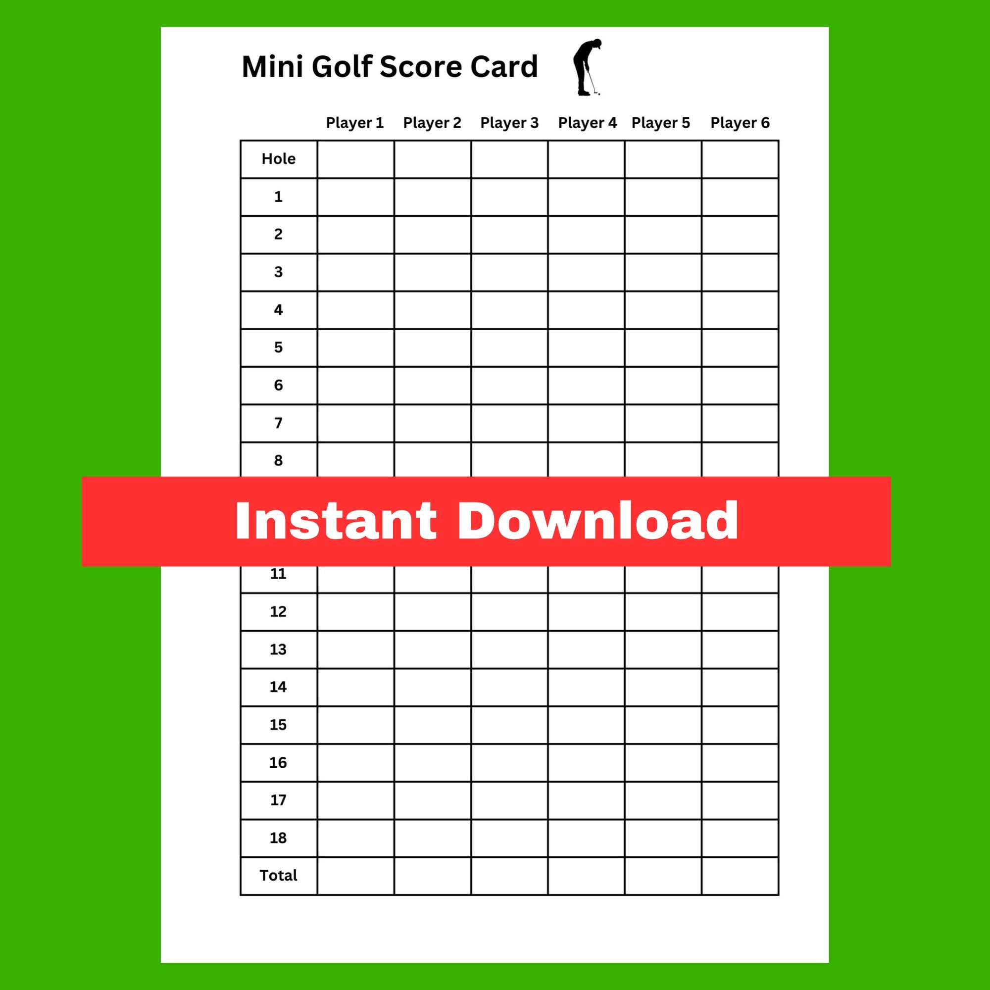 Mini Golf Score Card | 5" X 7" Instant Download Printable - Etsy