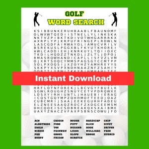 Golf Word Search | 8.5" X 11" and 5" X 7" Instant Download Printable - Etsy