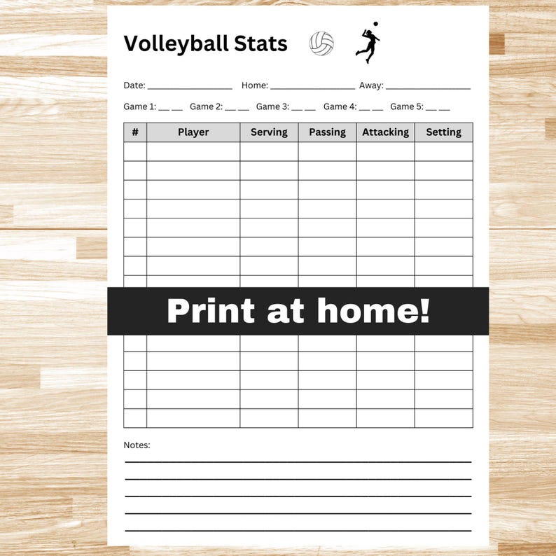 Volleyball Stats Sheet | 8.5" X 11" Instant Download Printable - Etsy