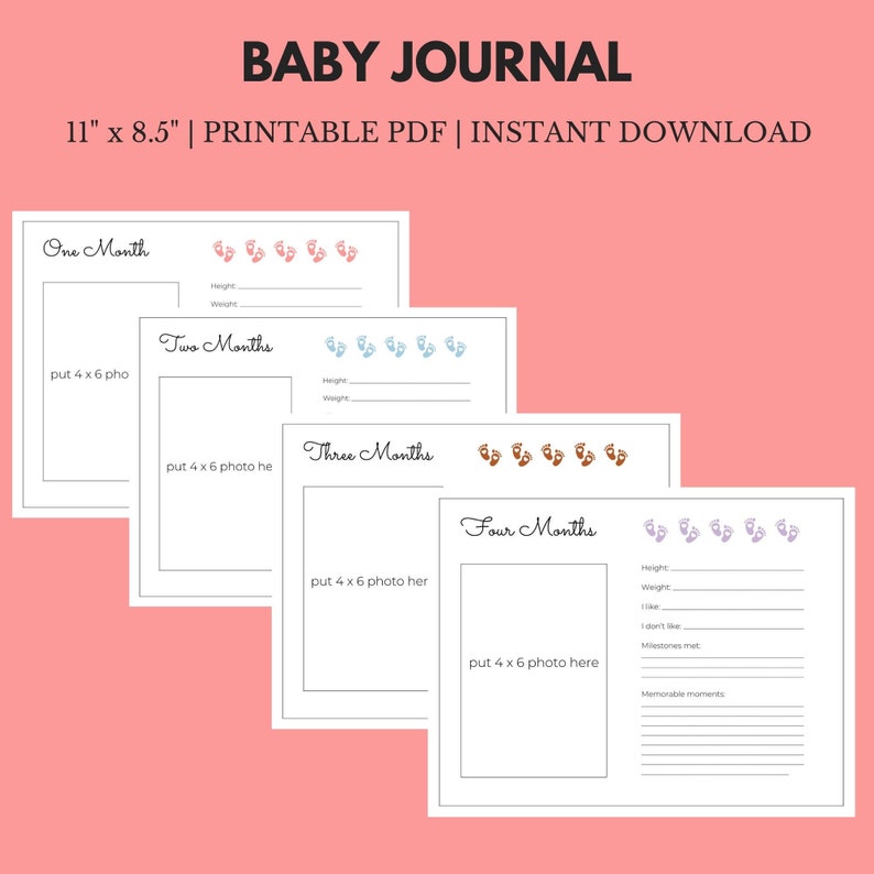 Baby Journal | 11" X 8.5" Instant Download Printable - Etsy