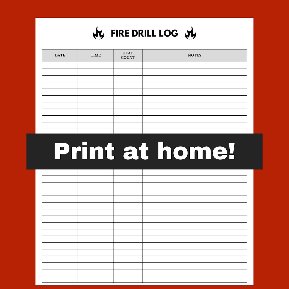 Fire Drill Log | 8.5" X 11" Instant Download Printable - Etsy