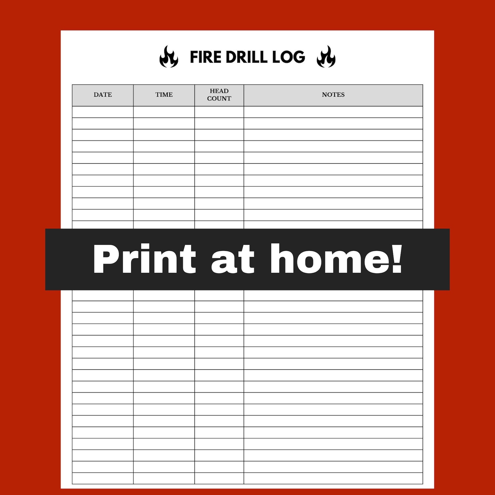 Fire Drill Log | 8.5" X 11" Instant Download Printable - Etsy
