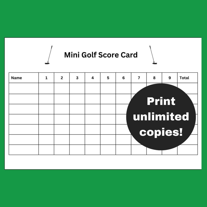 Mini Golf Score Card | 8.5" X 11" Instant Download Printable - Etsy