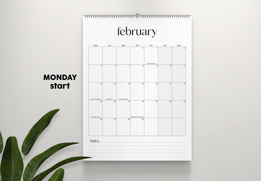 2024 Wall Calendar, MONDAY Start, 12x18 or 11x14, Appointment Wall ...
