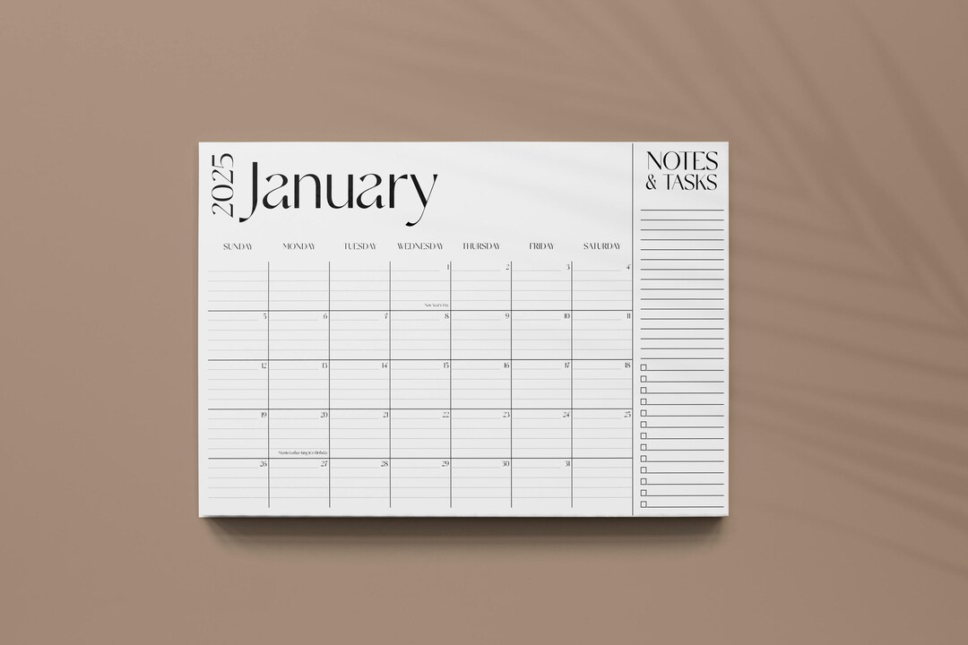 2025 Calendar SUNDAY Start 2025 Calendar With Holidays 2025 Desk Calendar Pad Dated 2025 ...