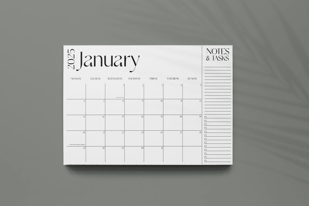2025 calendar MONDAY start 2025 calendar with holidays 2025 desk ...
