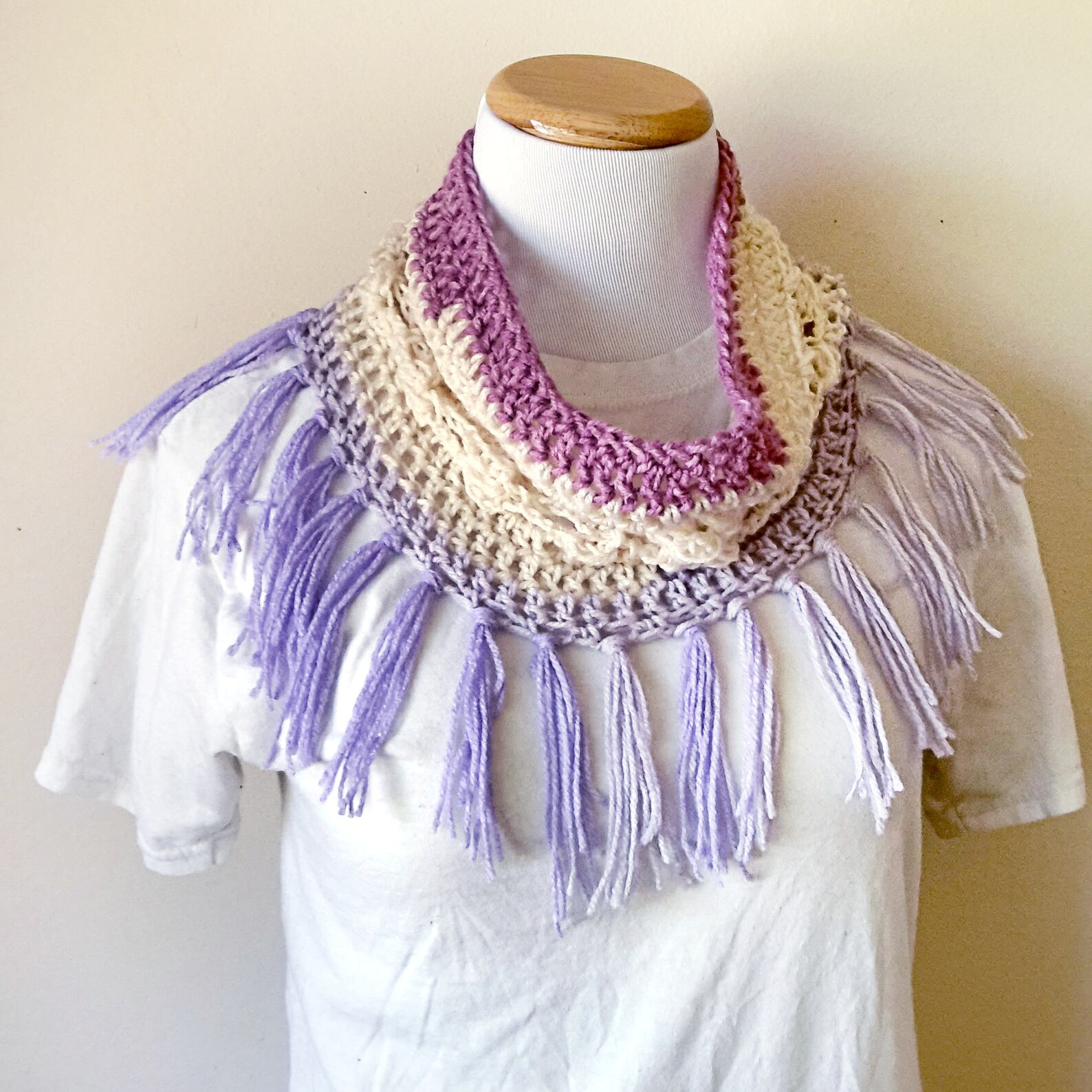 Crochet Fringe Scarf Pattern Fringed Cowl Crochet Beginner - Etsy