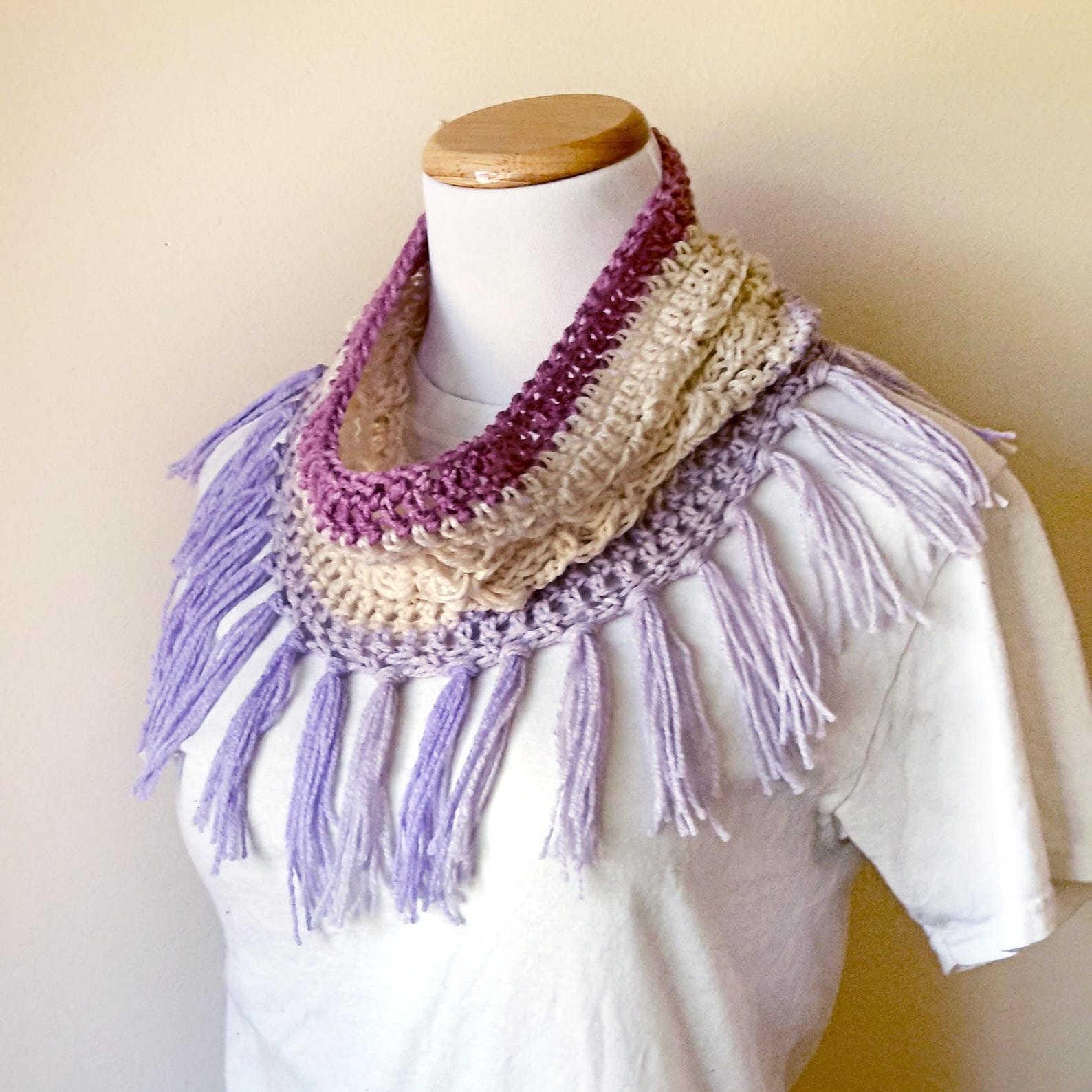 Crochet Fringe Scarf Pattern Fringed Cowl Crochet Beginner | Etsy