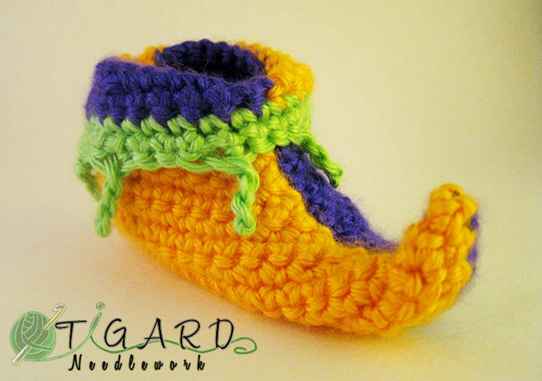 Crochet Jester Booties Pattern, Crochet Elf Booties, Baby Jester Shoes ...