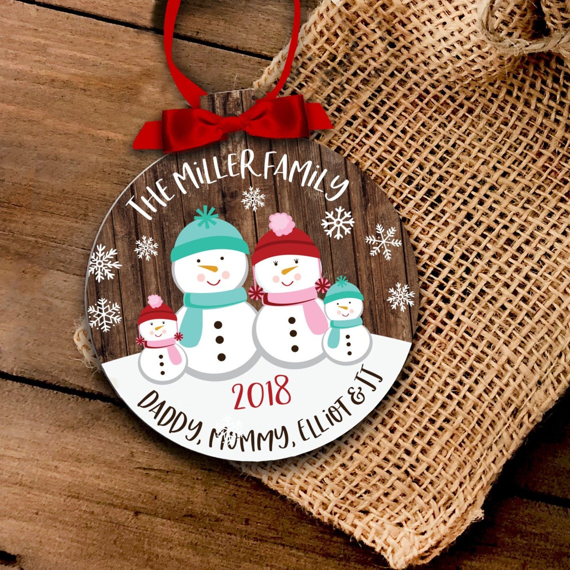 Personalized Family Christmas Ornament Snowman Snow People - Etsy