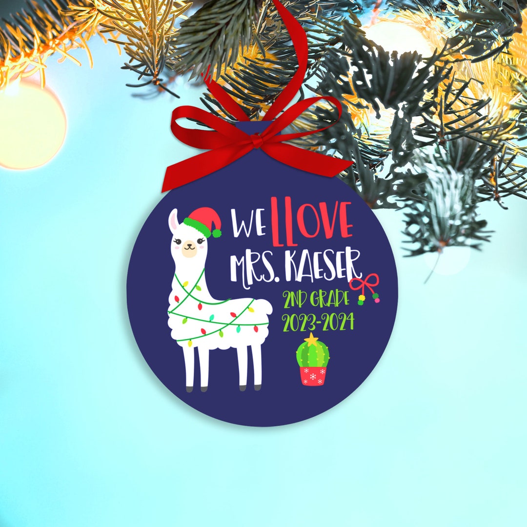 Personalized Teacher Ornament | Love Llama Christmas Ornament | Teacher ...