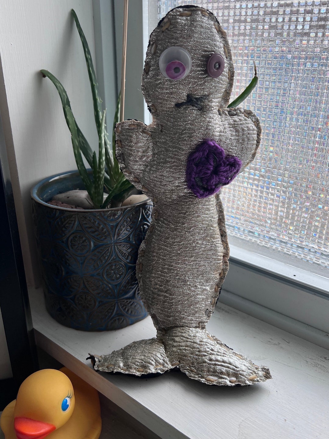 Long Golden Mermaid Voodoo Doll - Handmade Plush, Gothic Sea Spirit ...