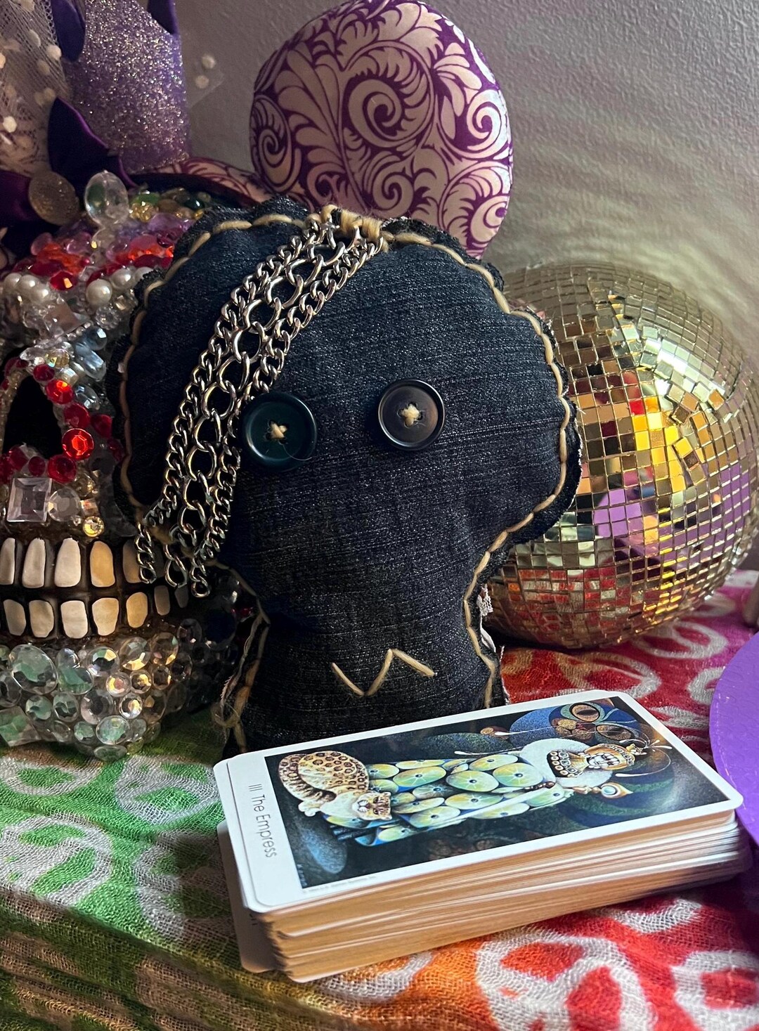 Heavy Metal Voodoo Skull Plush - Gothic Art Doll, Occult Decor ...