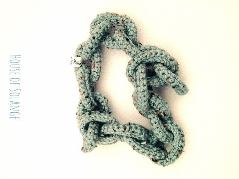 Robins Egg Necklace, Speckled Crochet Chain Necklace, Hamdmade Chain ...