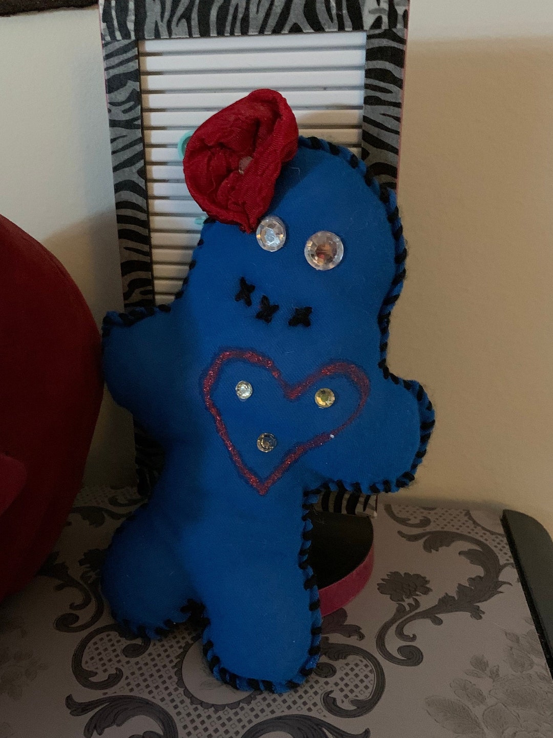 Three of Hearts Voodoo Doll - Gothic Plush, Handmade Horror Doll ...