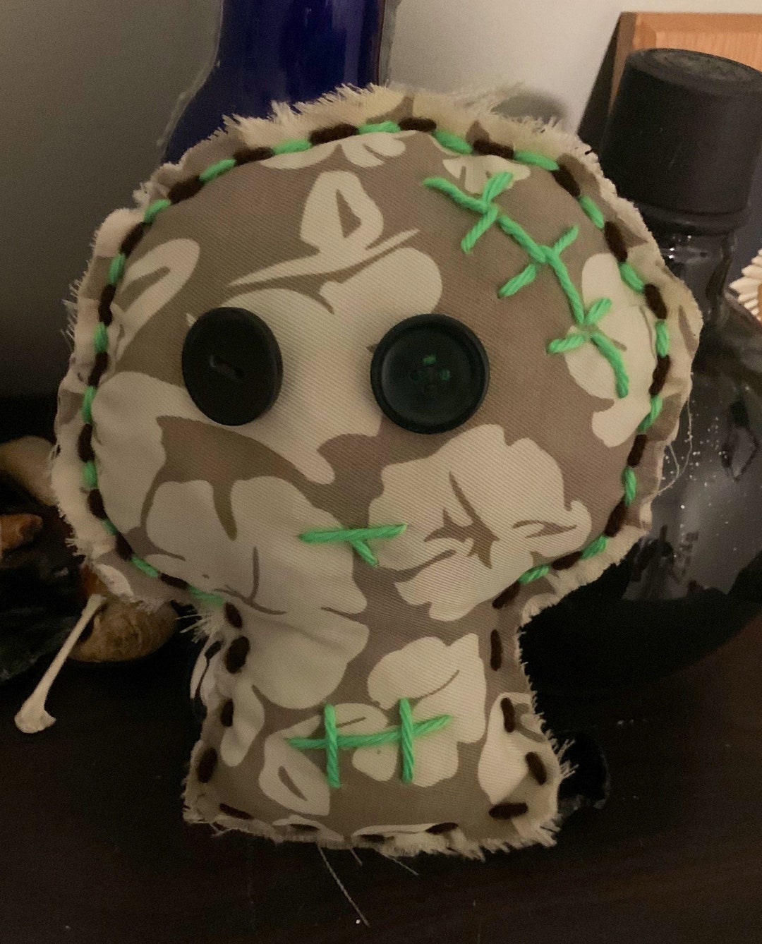 Zombie Voodoo Skull Plush - Gothic Art Doll, Occult Decor, Handmade ...